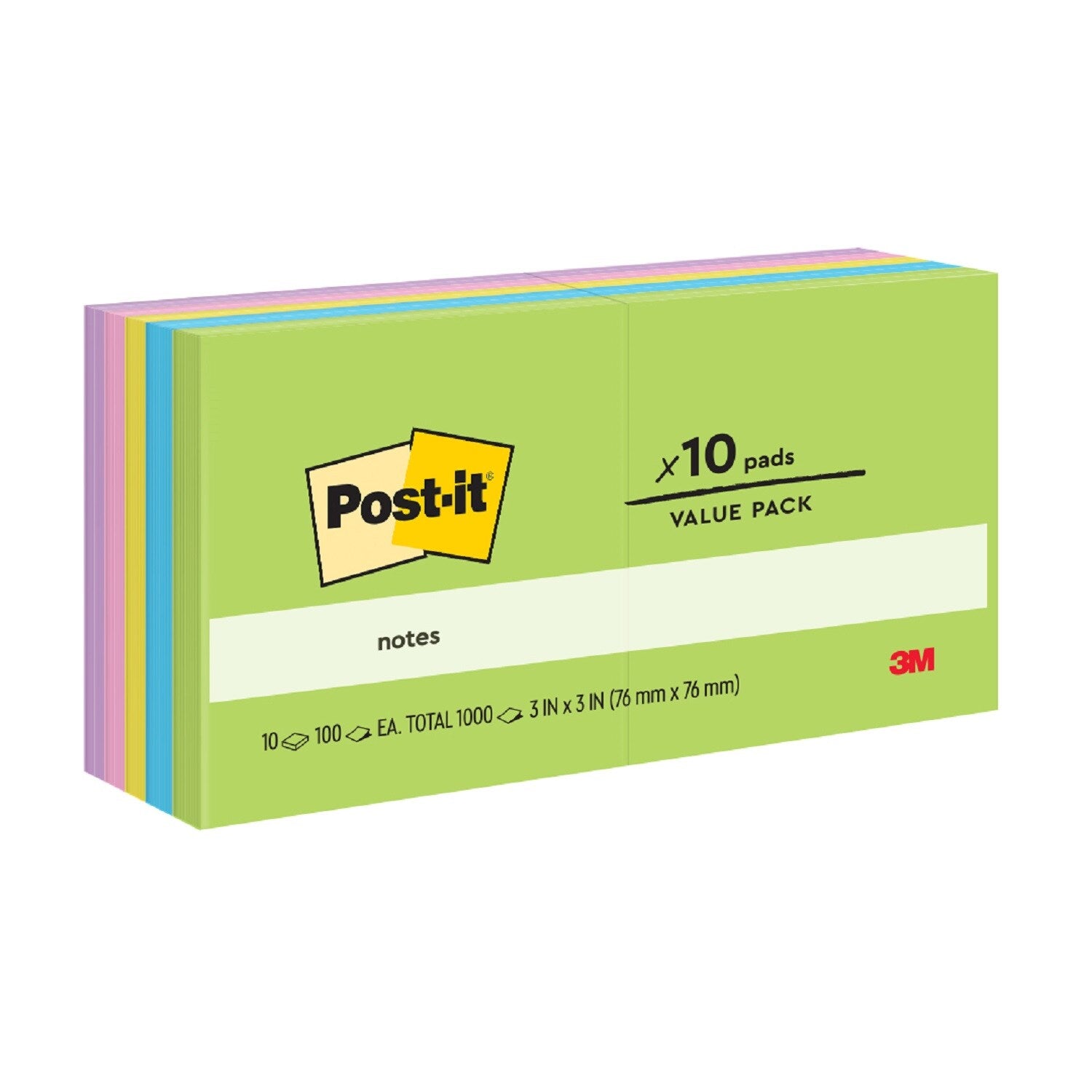 3M Post-it Original Sticky Note 3x3 inch Floral Fantasy, 10 Pads, 100