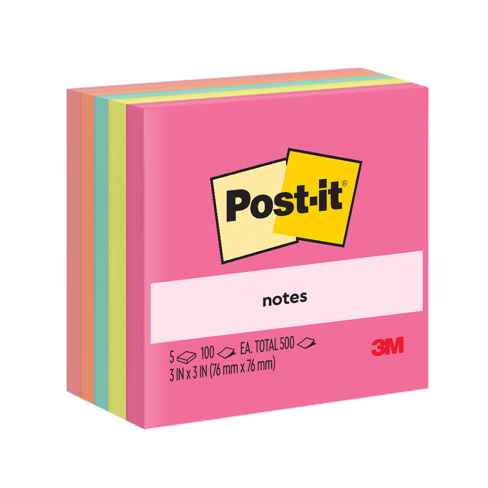 3M Post-it Sticky Note Poptimistic 3in x 3in, 5 Pads/Pack, 100 Sheets/