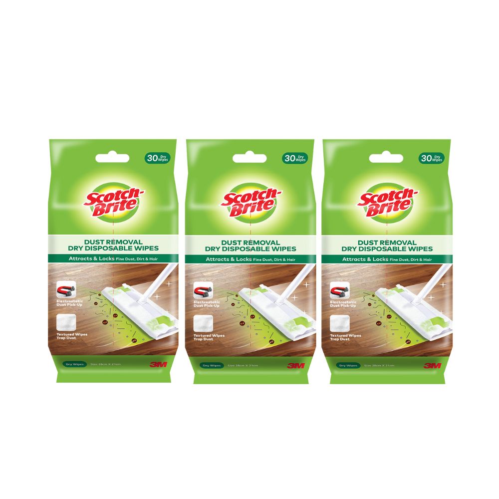 3M Scotch Brite Easy Sweeper Dry Wiper Value Pack 3x30 Sheets